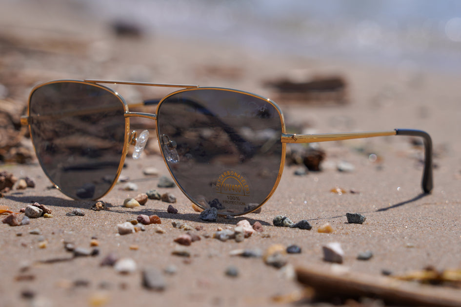 Gold Metal Aviators Black Lens – Far Out Sunglasses