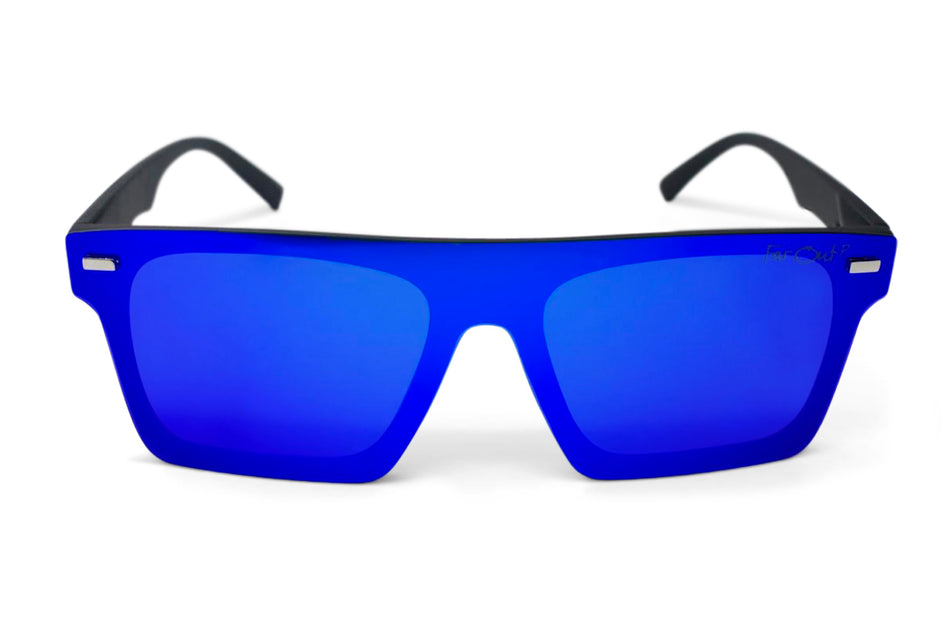 Black Polarized Stunner Shades Blue Lens – Far Out Sunglasses